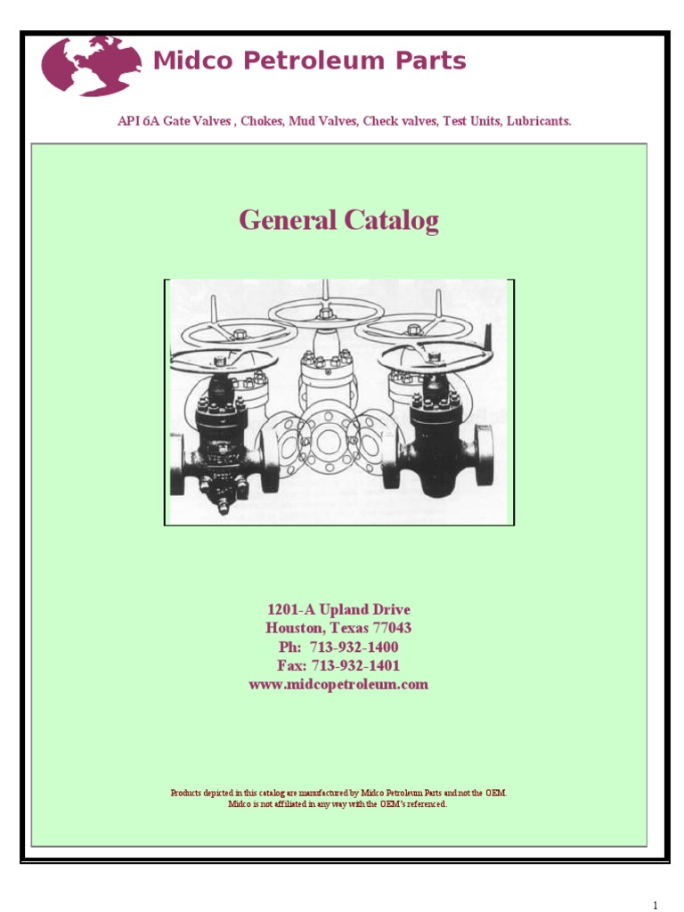 Midco Petroleum Parts Catalog | PDF | Valve | Piston