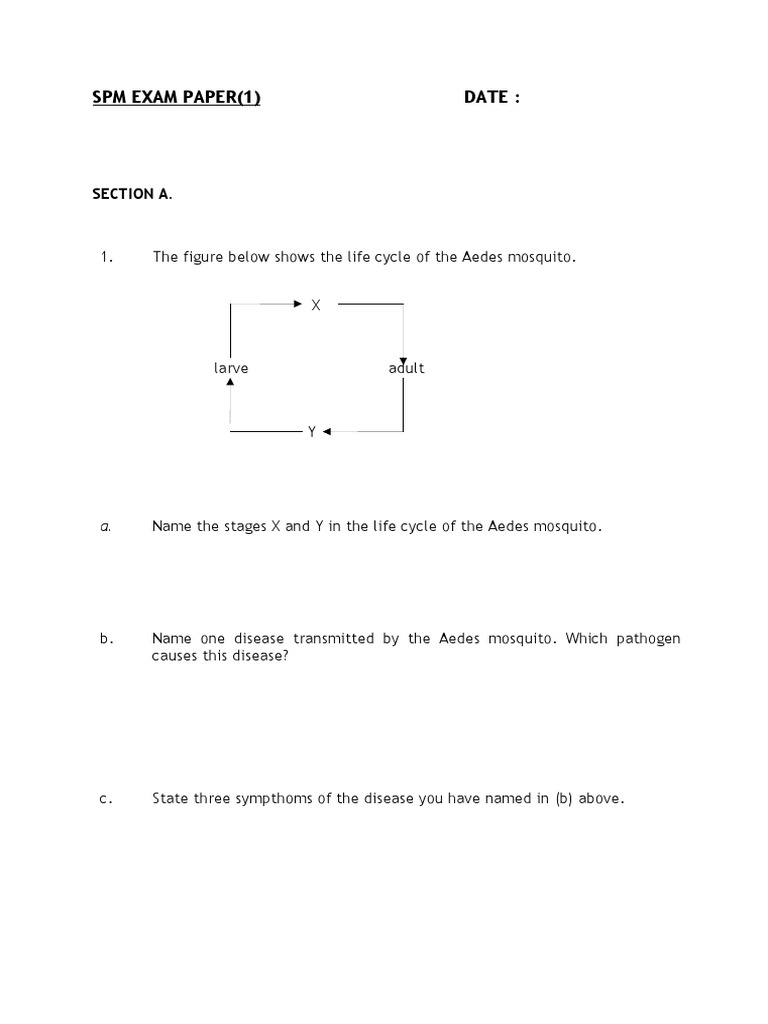 SPM Exam Paper (1) Date:: Section A | Download Free PDF | Organisms ...