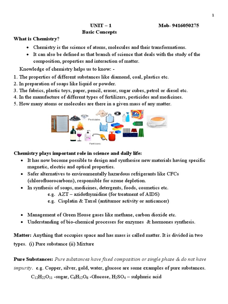Unit 1 Basic Concepts of Chemistry 1 | PDF | Mole (Unit) | Significant ...