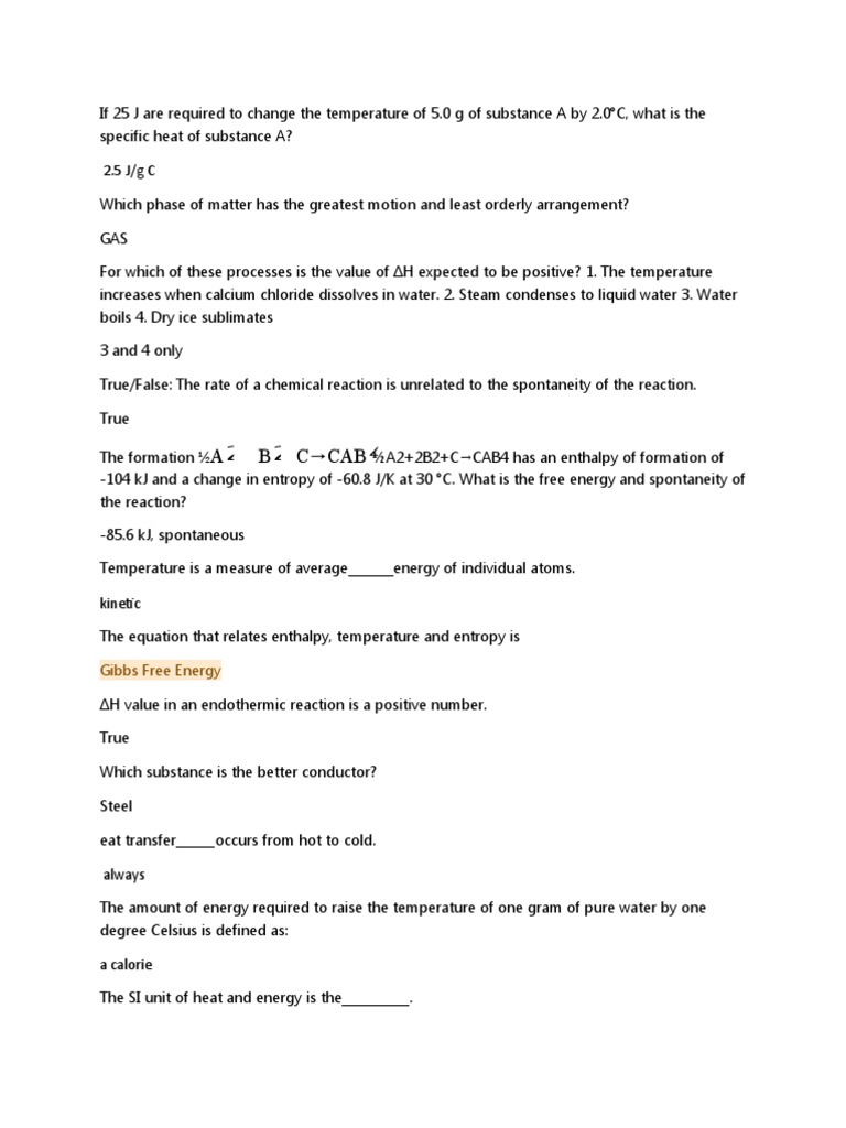 Chemistry Exam Prep Guide | PDF | Solubility | Heat