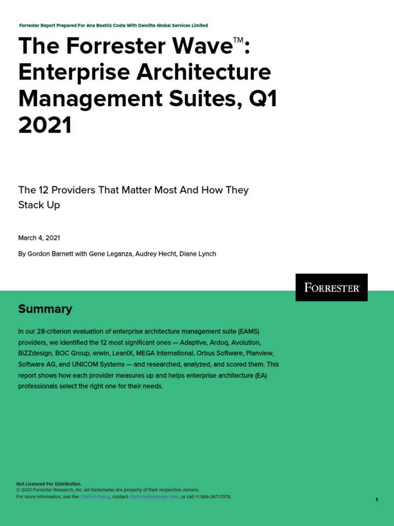 The Forrester Wave Enterprise Architecture Management Suites Q1 2021 ...