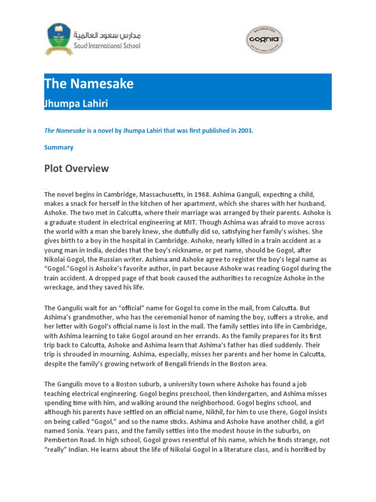 The Namesake Analysis 1 | PDF
