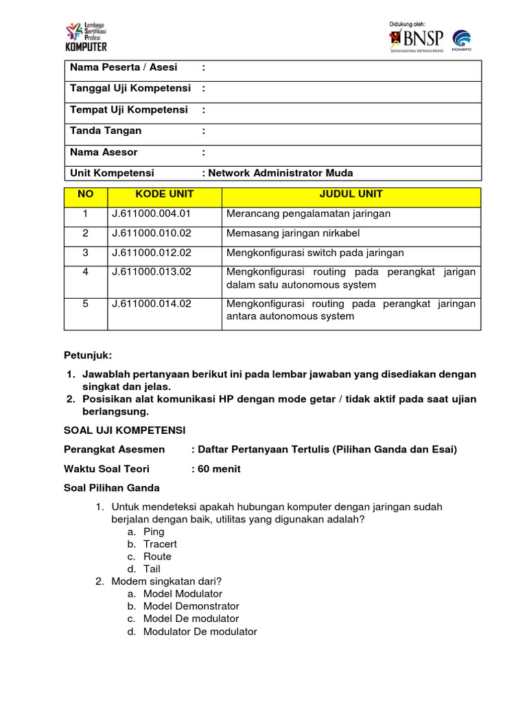 MUK Network Administrator Muda | PDF