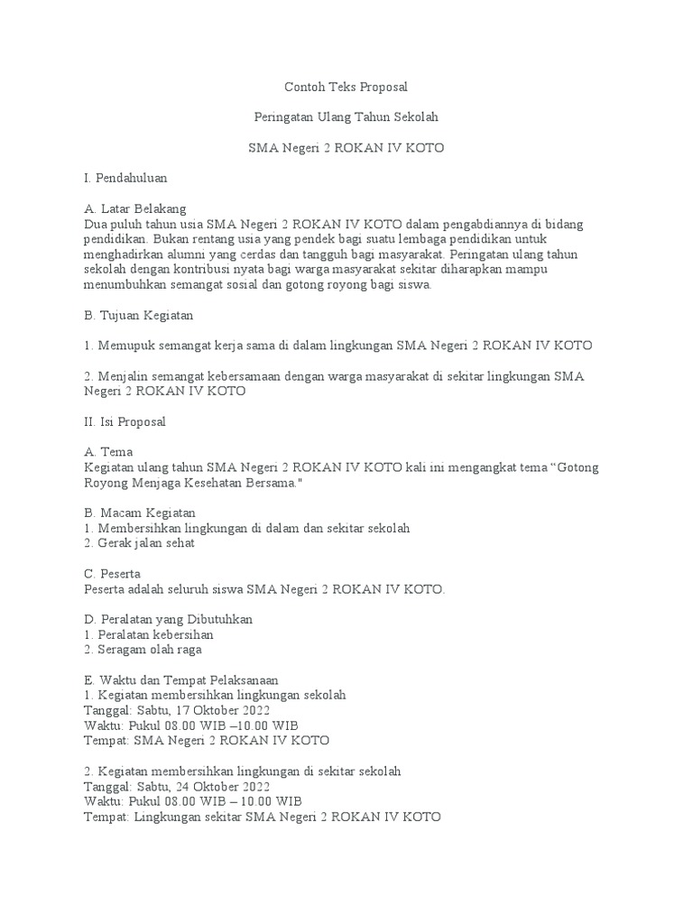 Contoh Teks Proposal | PDF