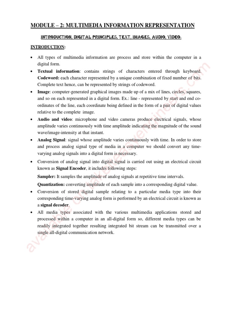 Multimedia Information Representation Basics | PDF | Video | Sampling (Signal Processing)