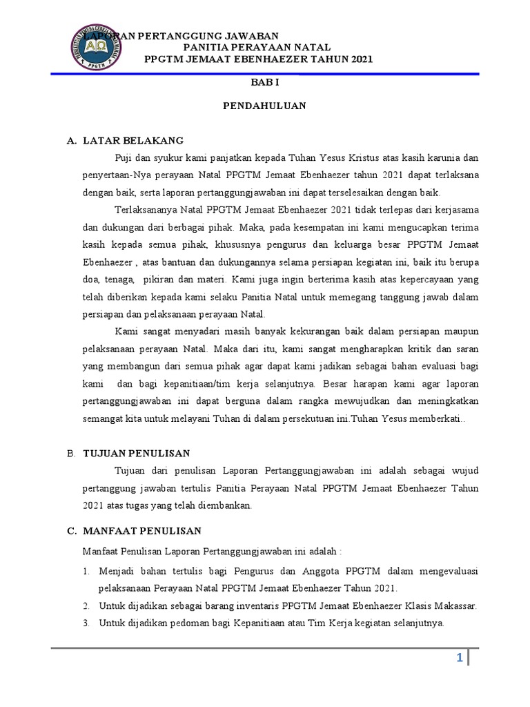 LPJ Panitia Natal Eben 2021 | PDF