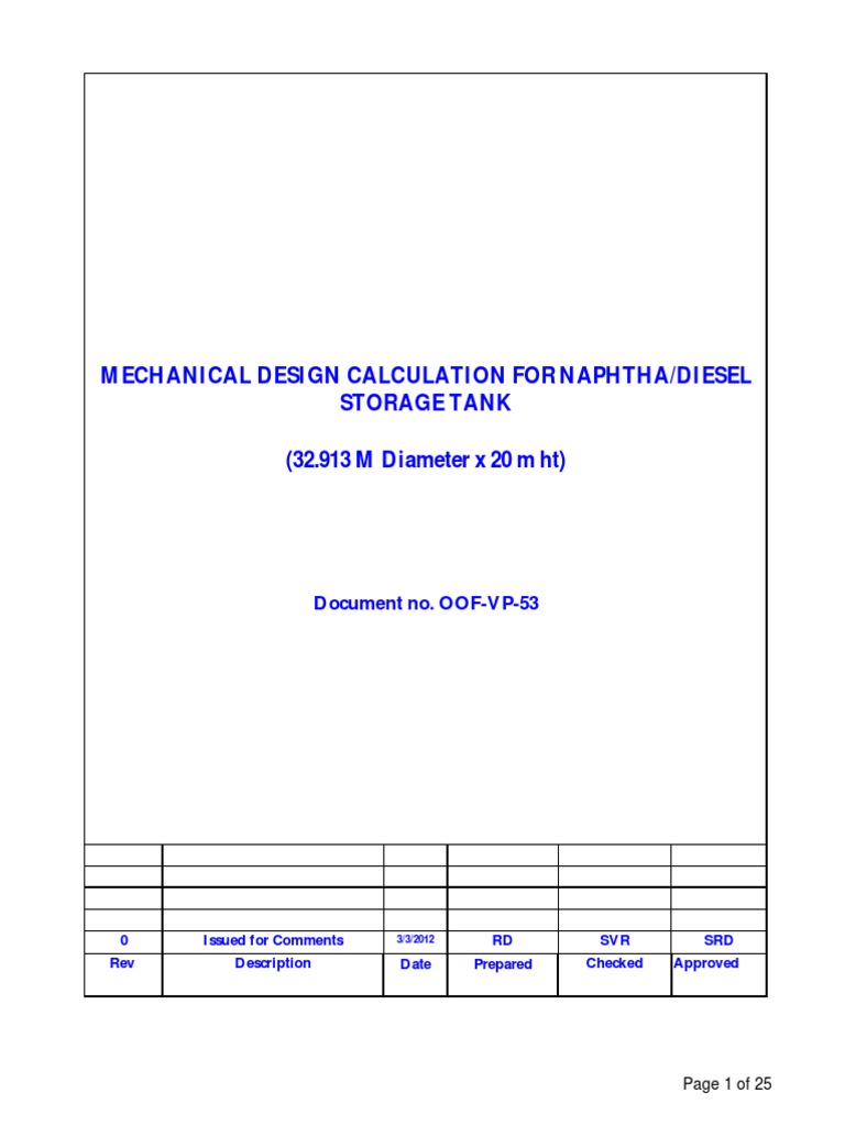 Mechanical Design Calculation For Naphtha/Diesel Storage Tank (32.913 M ...