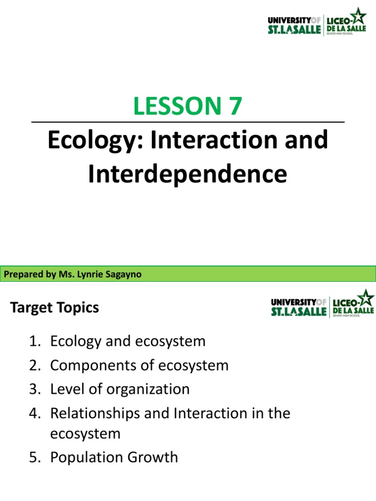 Lesson 7: Ecology: Interaction and Interdependence | PDF | Ecosystem ...
