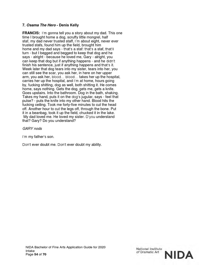 Osama The Hero Denis Kelly - Monologue | PDF