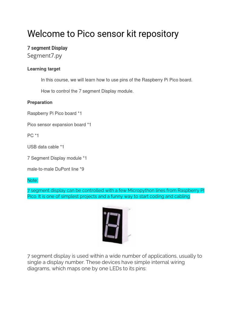 Welcome To Pico Sensor Kit Repository: Segment7.py | PDF | Parameter ...