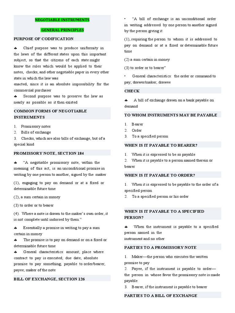 Negotiable Instrument | PDF | Negotiable Instrument | Promissory Note