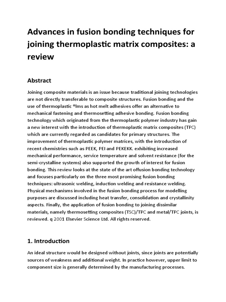 Advances in Fusion Bonding Techniques For Joining Thermoplastic Matrix ...