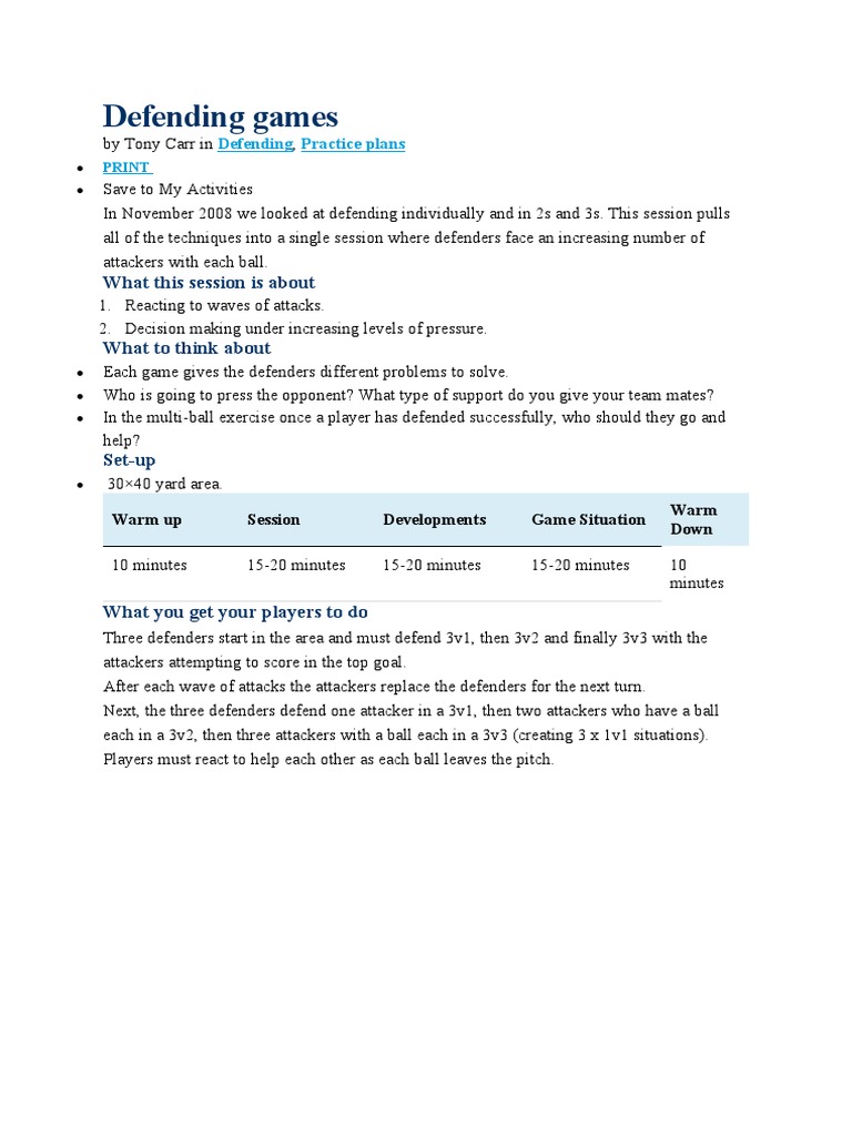 Defending Games: What This Session Is About What To Think About | PDF ...