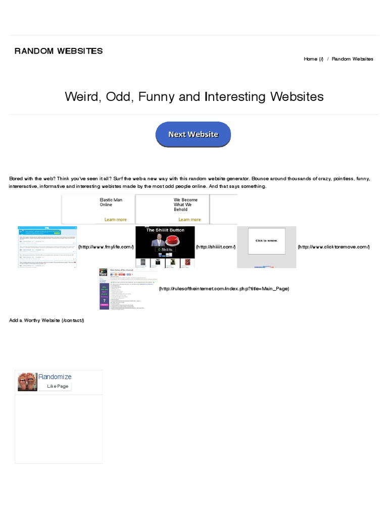 Random Weird Funny and Pointless Website Generator | PDF