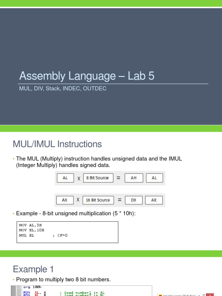Assembly Language Lab 5 Compress | PDF | Division (Mathematics ...