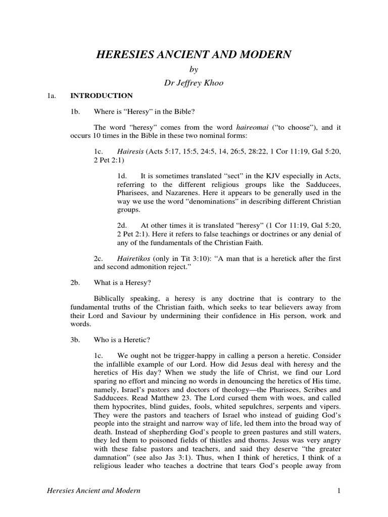 Heresies Ancient and Modern: by DR Jeffrey Khoo | PDF | Gnosticism ...