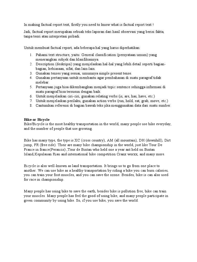In Making Factual Report Text | PDF