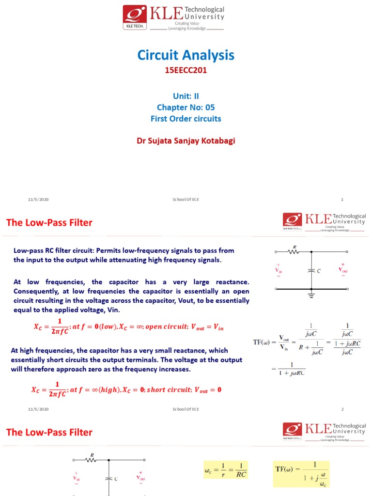 First Order Circuits - LPF and HPF | PDF | Low Pass Filter | Electronic ...
