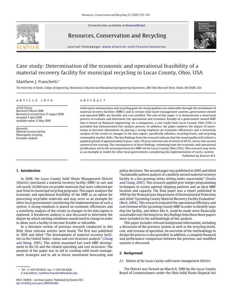 Resources, Conservation and Recycling | PDF | Recycling | Waste Management