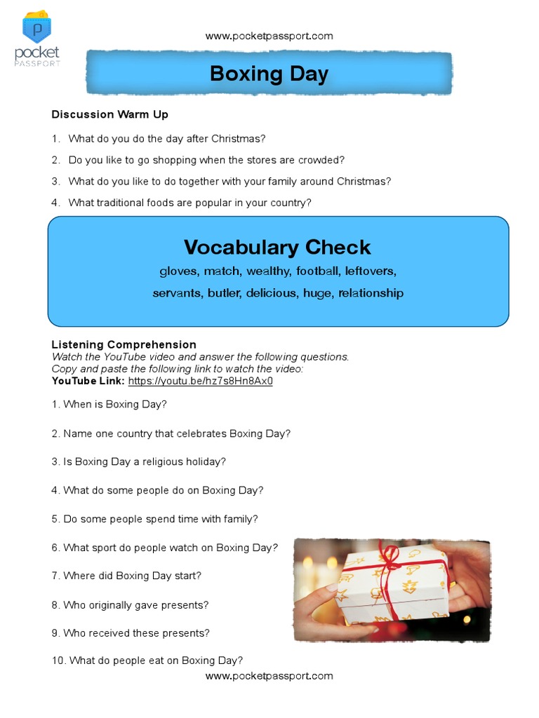 Boxing Day: Discussion Warm Up | PDF | Christmas