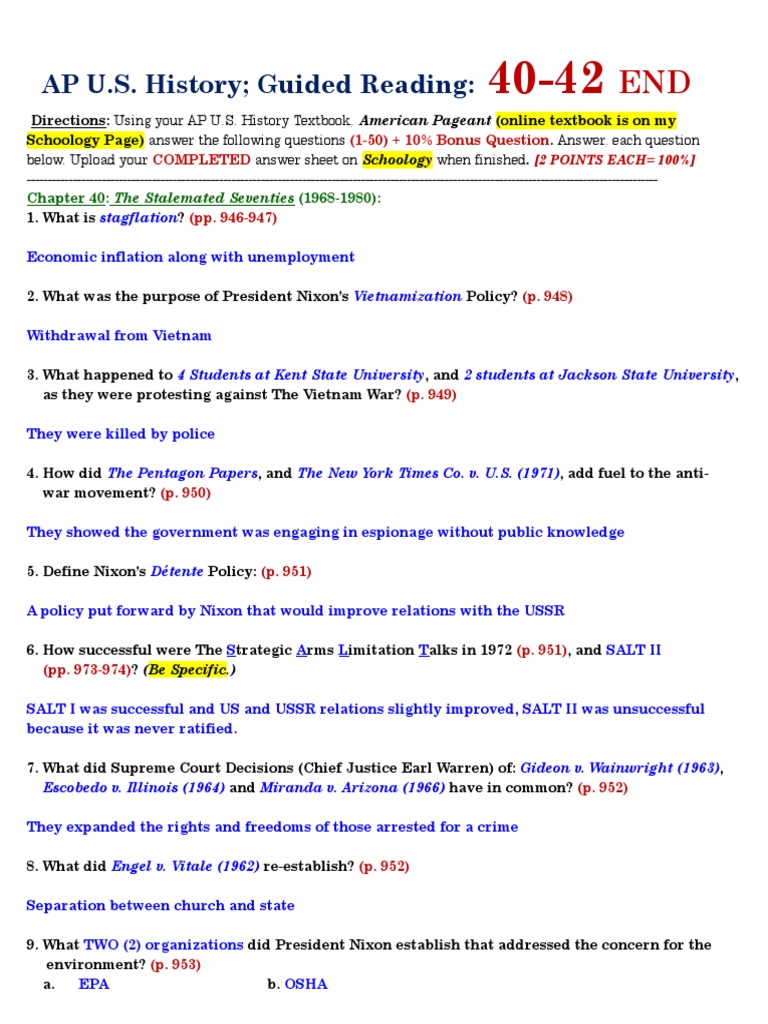 Chapter 40-42 Guided Reading | PDF | Ronald Reagan | American Government