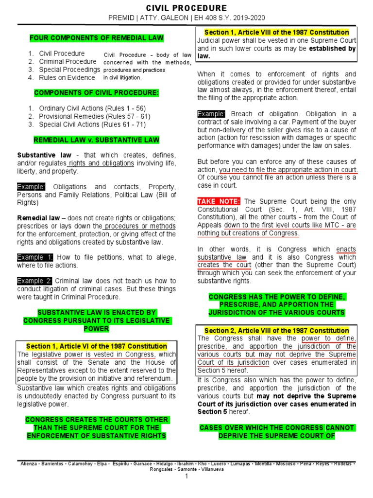 Civil Procedure Pre Mid Transcript | PDF | Jurisdiction | Affidavit
