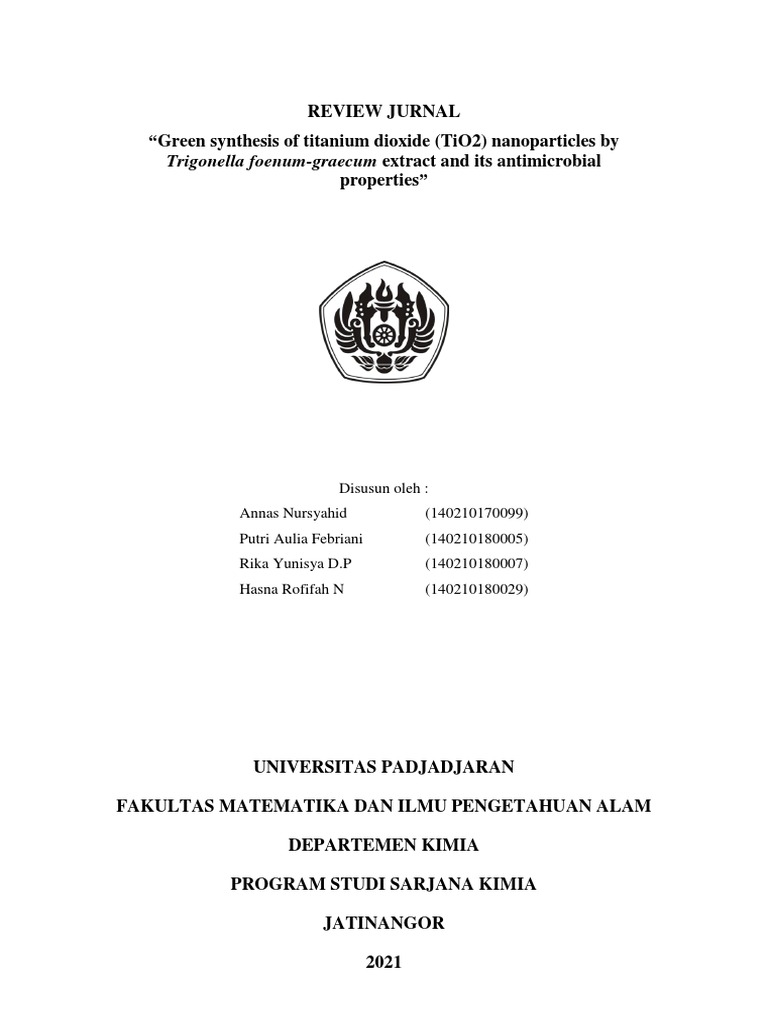 Kelompok 3 - Green Synthesis of Titanium Dioxide (TiO2) | PDF | Sains ...