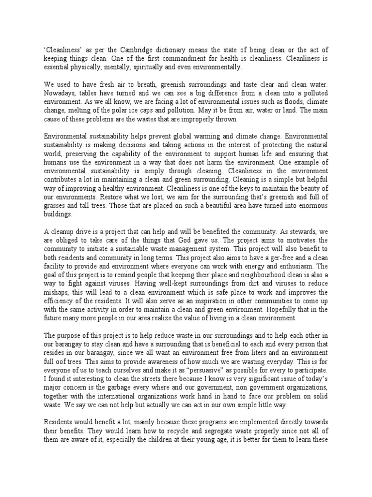 Clean Up Drive Project | PDF | Sustainability | Natural Environment