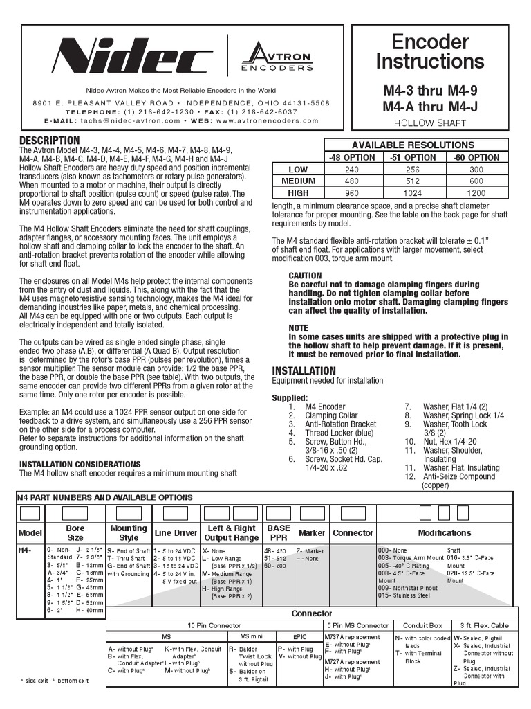 Encoder Instructions: M4-3 Thru M4-9 M4-A Thru M4-J | PDF | Electrical ...