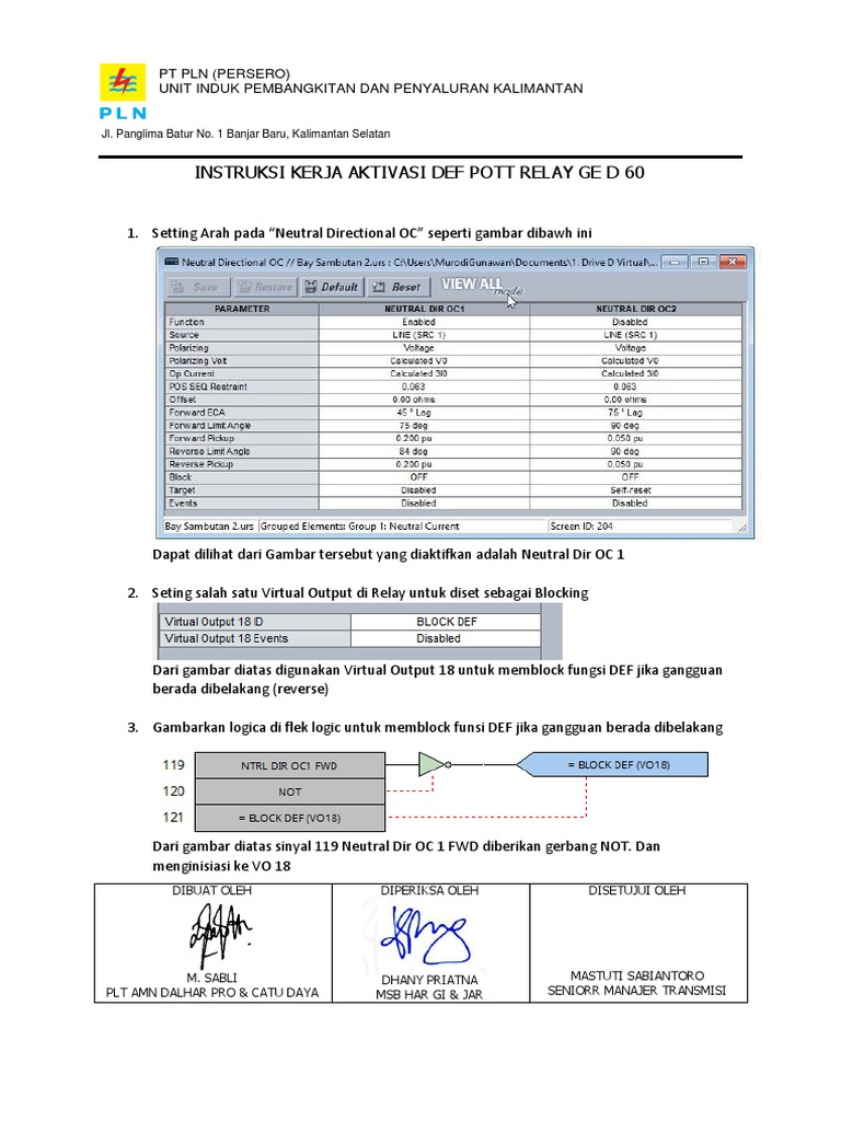 Instruksi Kerja Aktifasi DEF POTT GE D60 | PDF