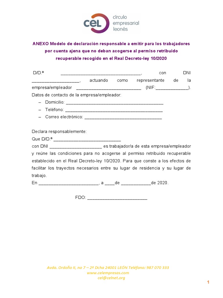 Modelo de Declaración Responsable | PDF