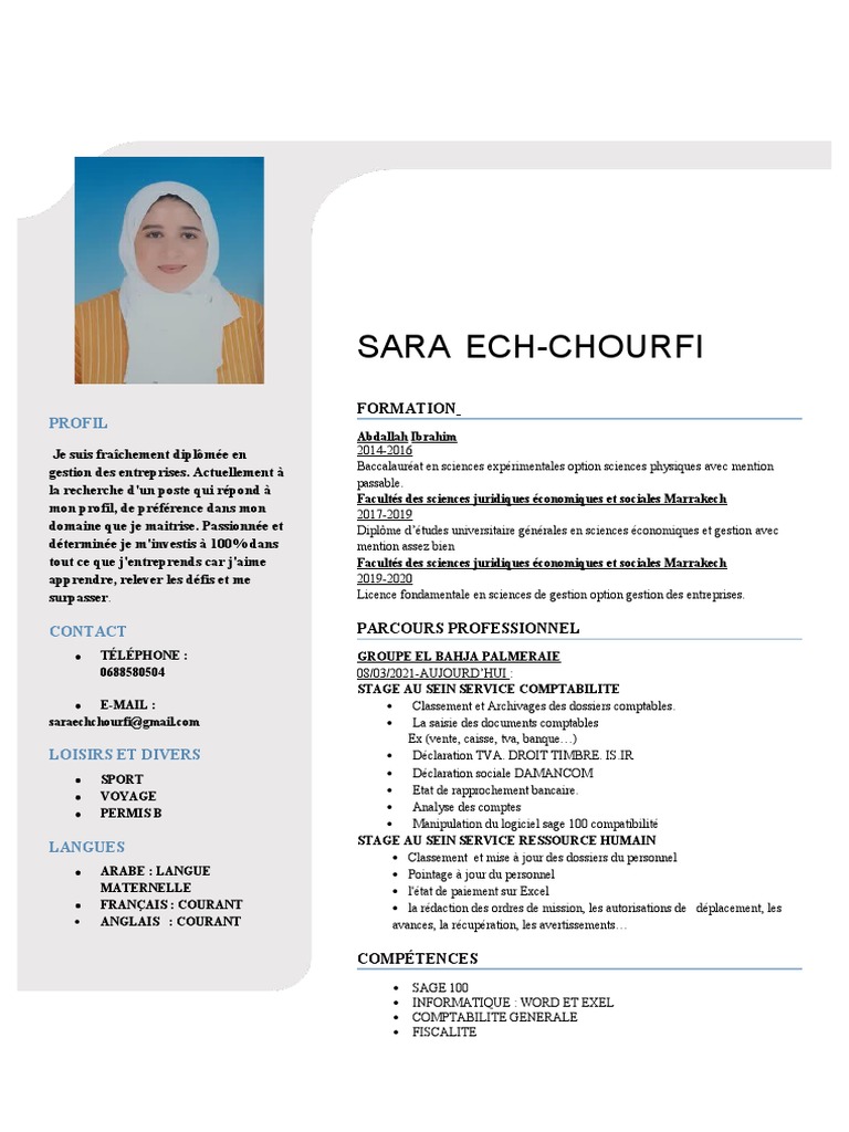 CV Sarah | PDF | Banques