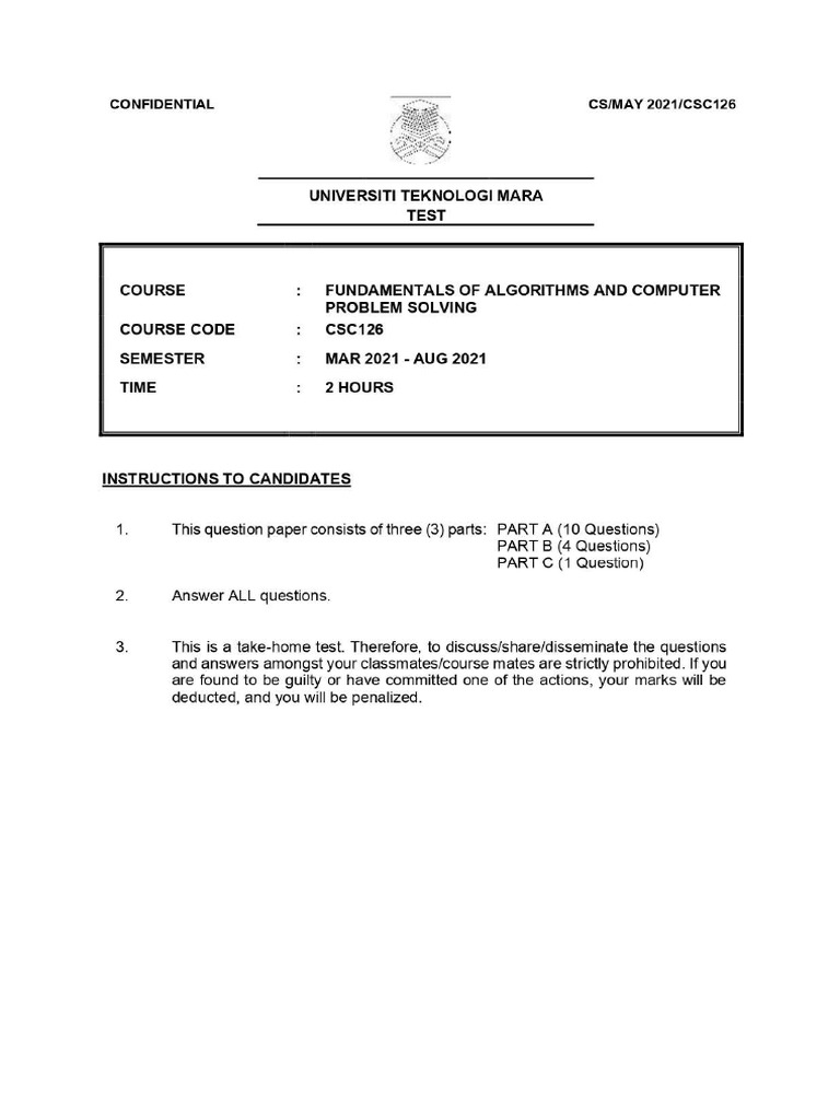 Csc126 Test May21 | PDF