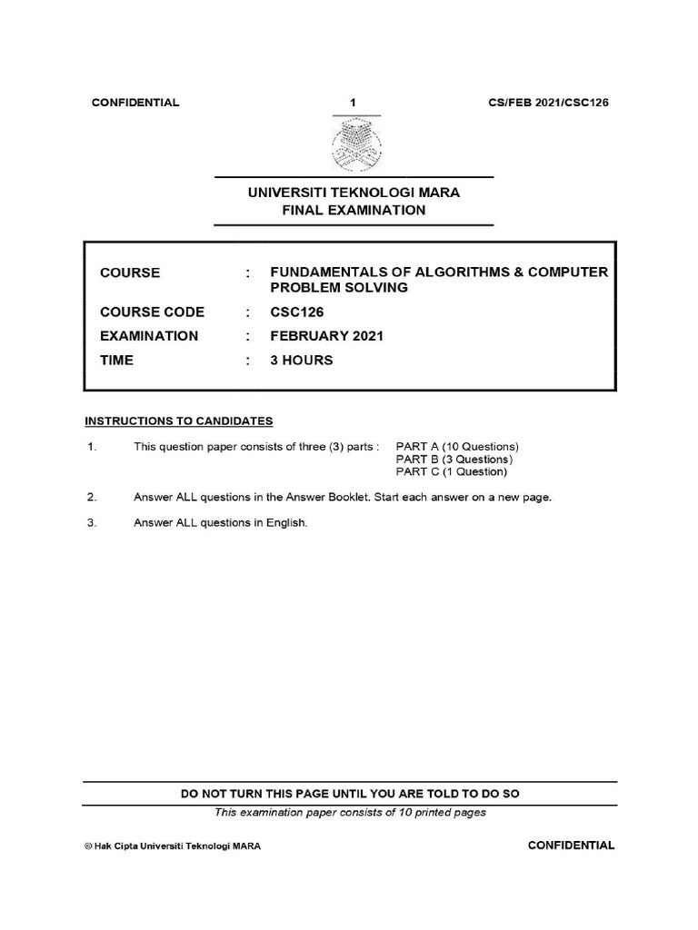 CSC126 - Questionpaper - FEB | PDF