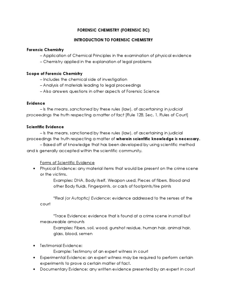 Introduction To Forensic Chemistry | PDF | Forensic Science | Crime Scene