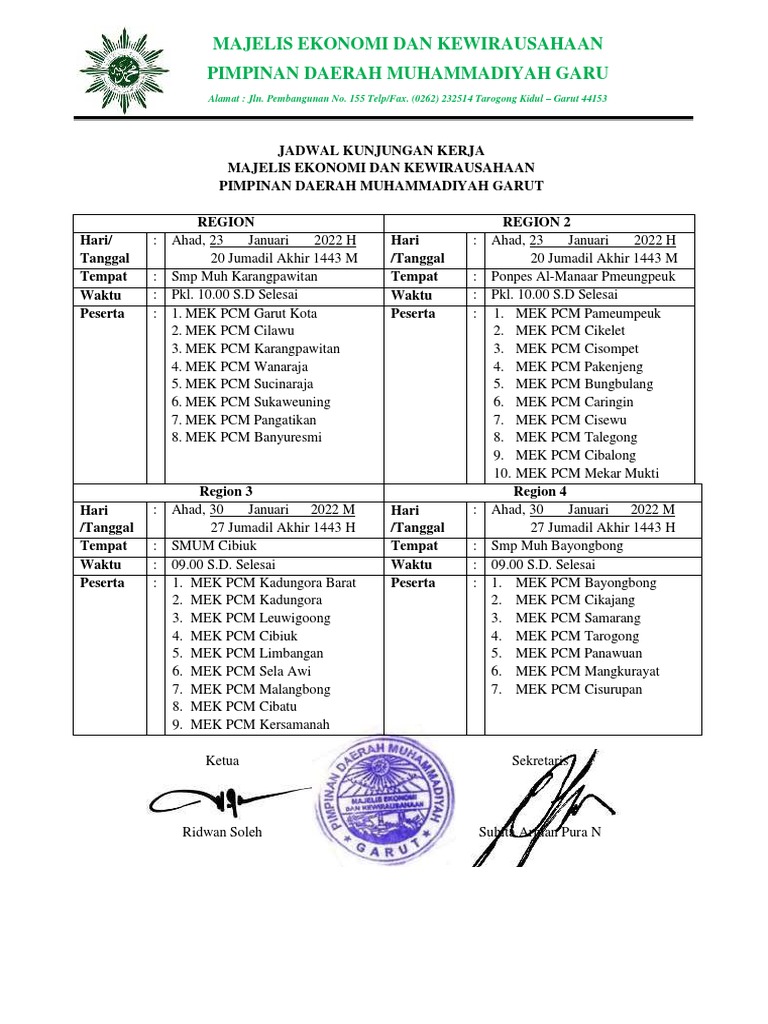 Jadwal Kunjungan | PDF