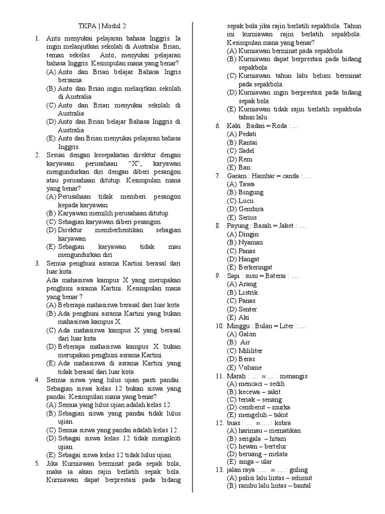 Modul 2 Tkpa 2017 | PDF