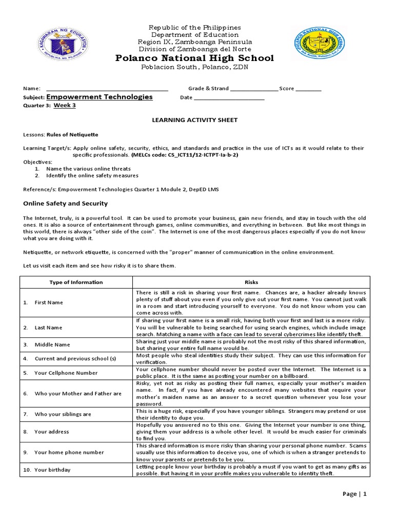 Emtech Q2 Las Week 3 (2021-2022) | PDF | Malware | Computer Virus