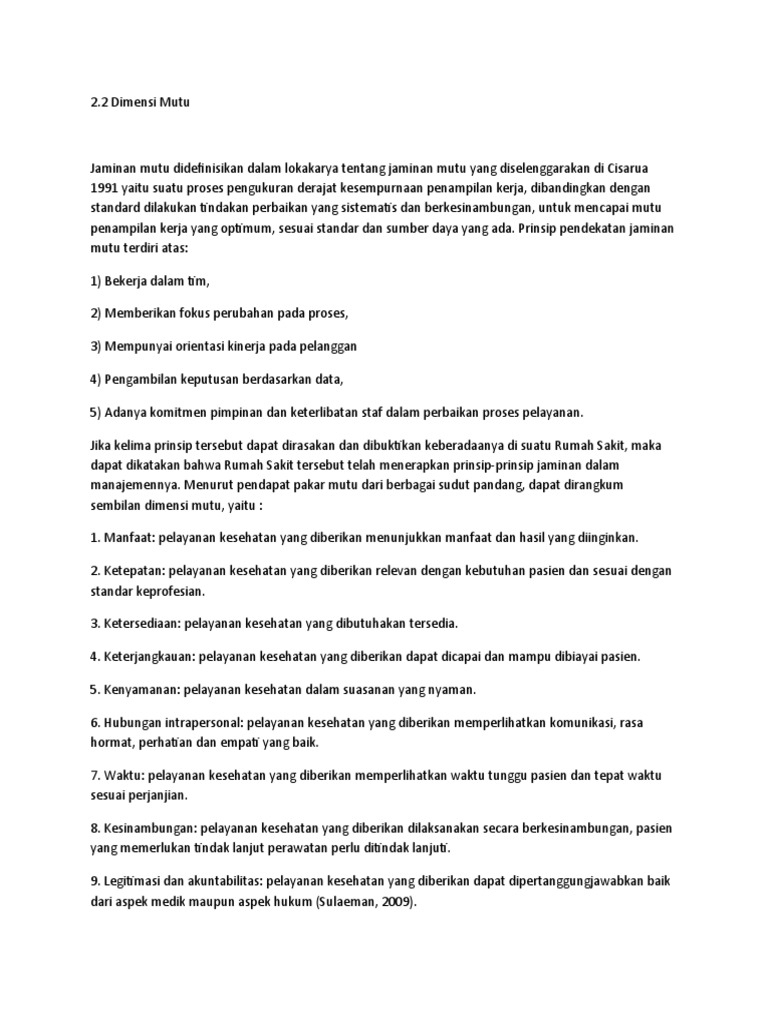 Dimensi Mutu Layanan Kesehatan | PDF | Bisnis