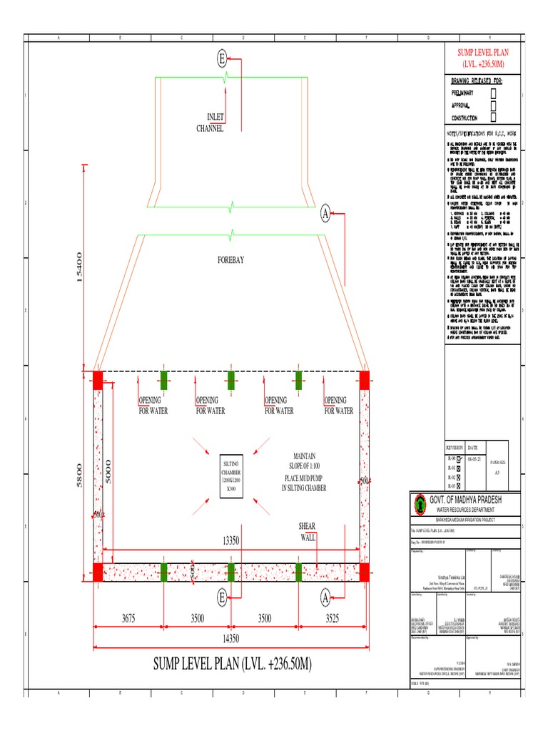 Sump Level Plan for Water Infrastructure Project Showing Inlet Channels ...