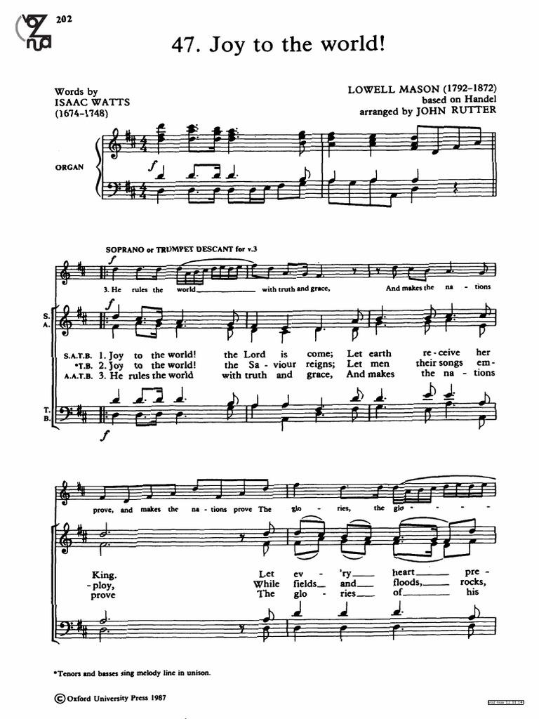 Joy To The World! (Mason+Rutter) | PDF