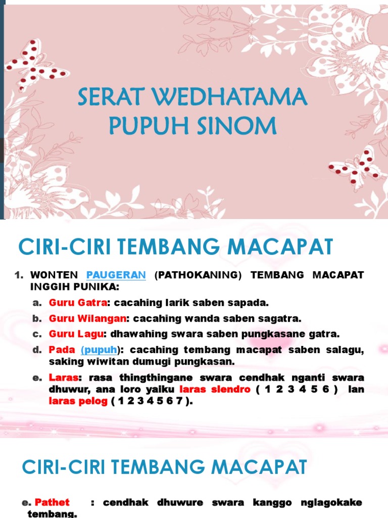 Serat Wedhatama Pupuh Sinom 1-18 | PDF
