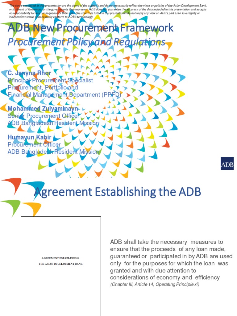 Adb New Procurement Framework Procurement Policy and Regulations | PDF ...
