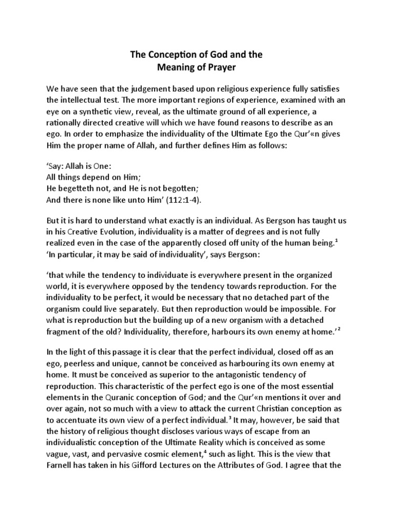 Chapter III - The Conception of God and The Meaning of Prayer | PDF ...