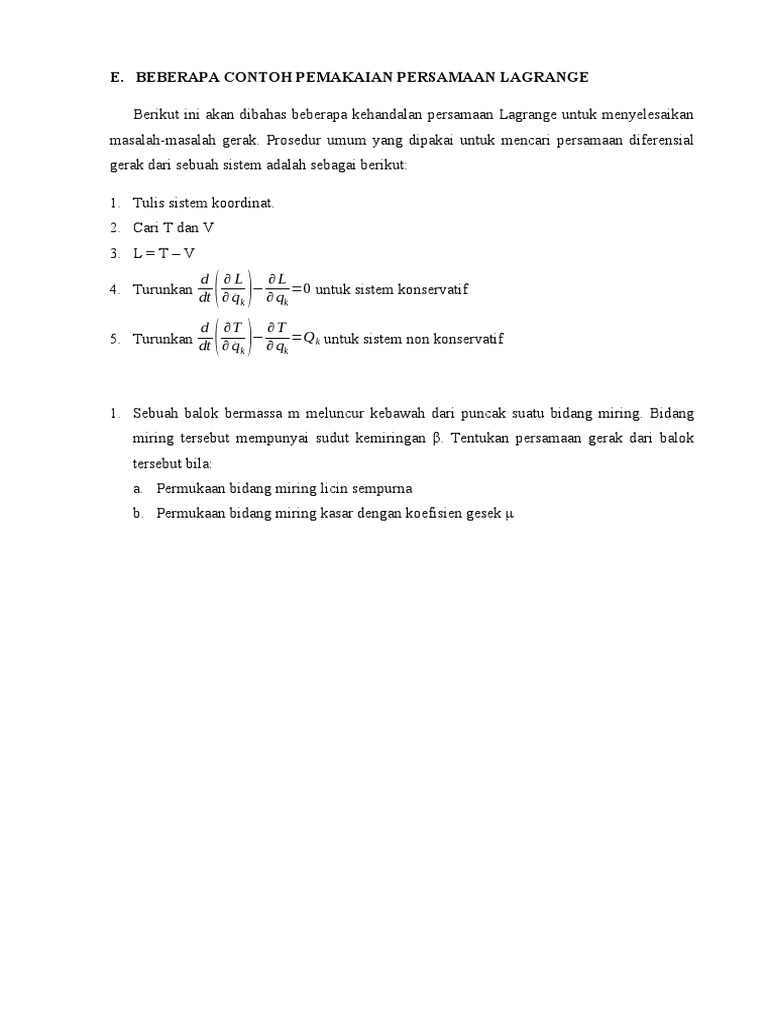 Contoh Soal Persamaan Lagrange | PDF