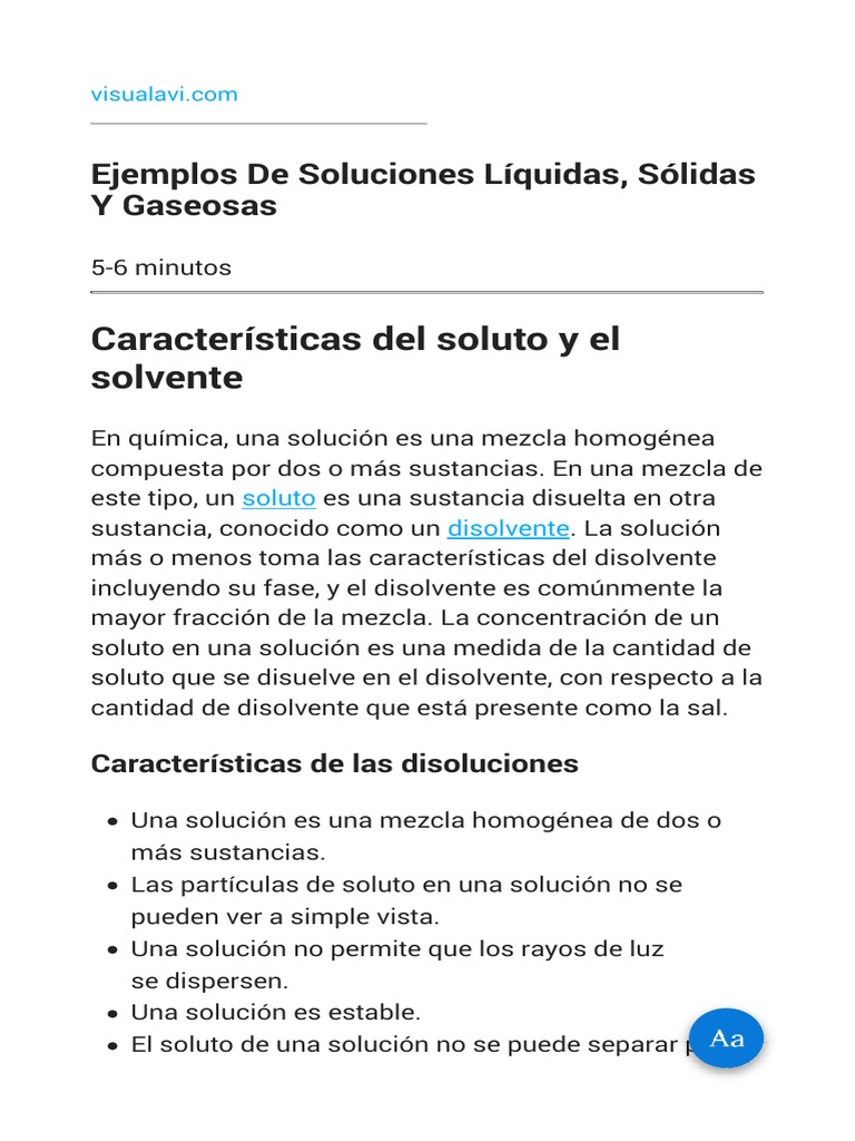 Ejemplos de Soluciones Líquidas Sólidas Y Gaseosas | PDF | Mezcla ...