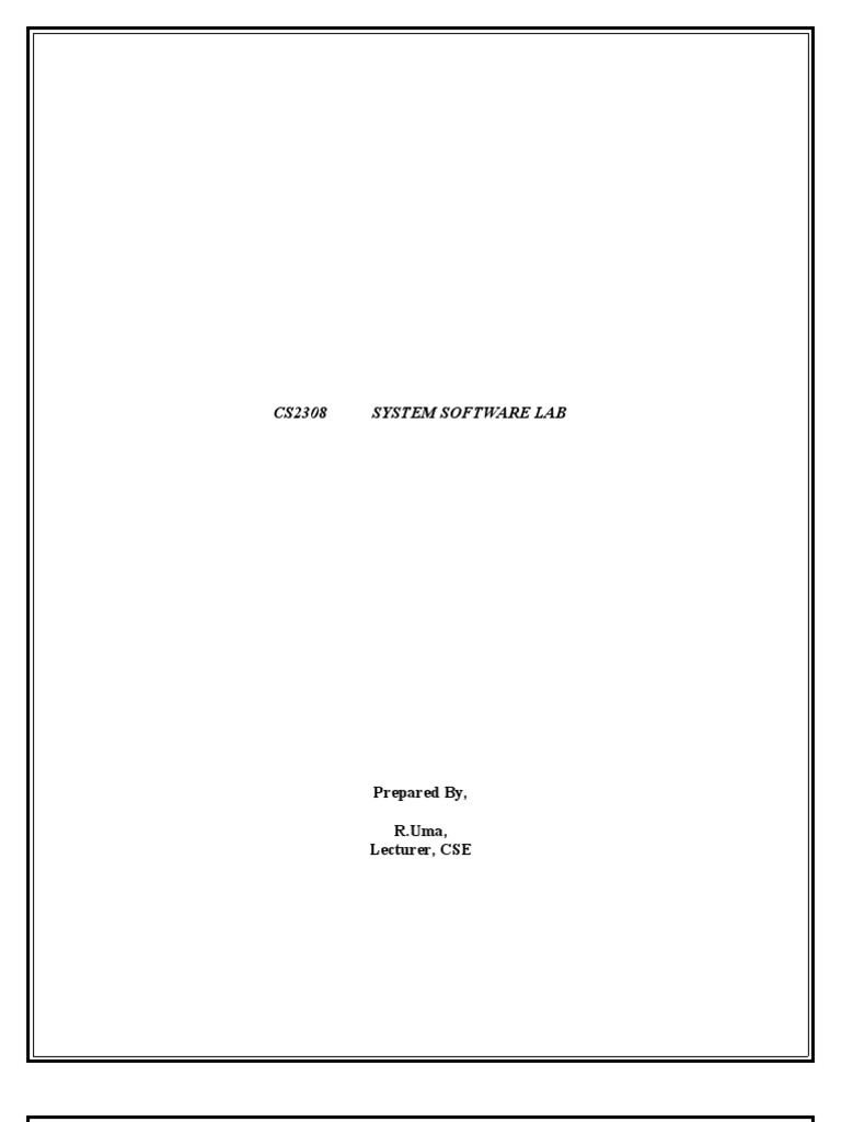 CS2308 System Software Lab Manual | PDF | Assembly Language | Computer ...