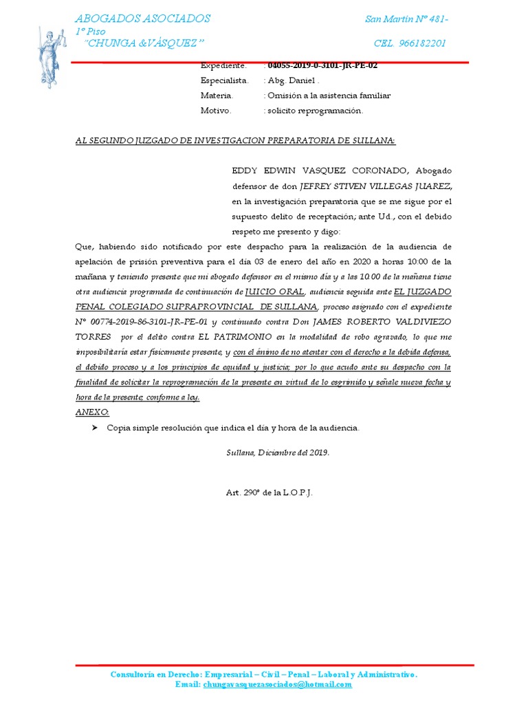 Solicito Reprogramación | PDF | Debido al proceso | Esfera pública