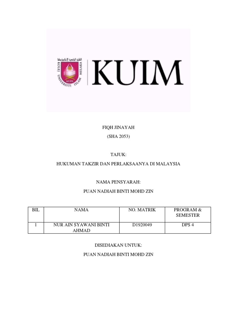 Fiqh Jinayah Ta'zir | PDF