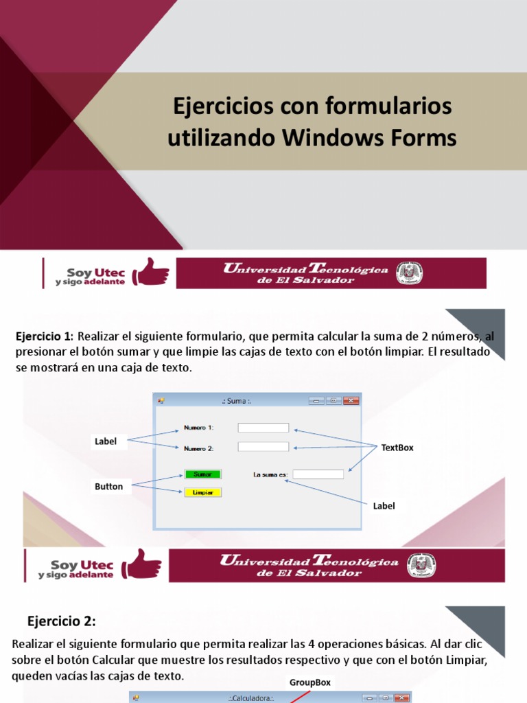 Formularios Windows Forms: Ejercicios Prácticos | PDF | Ciencias de la ...
